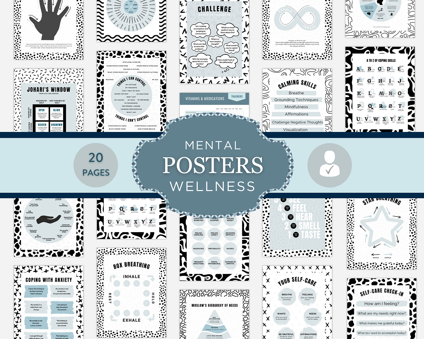 Mental Wellness Posters (20 Total) – Shades of Solace