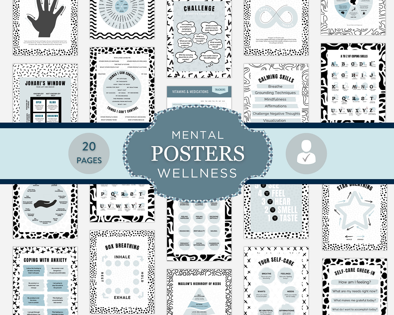 Mental Wellness Posters (20 Total) – Shades of Solace